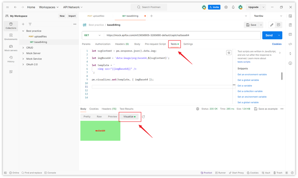 Postman 中如何将 Base64 编码的图片进行解码（可视化渲染）？