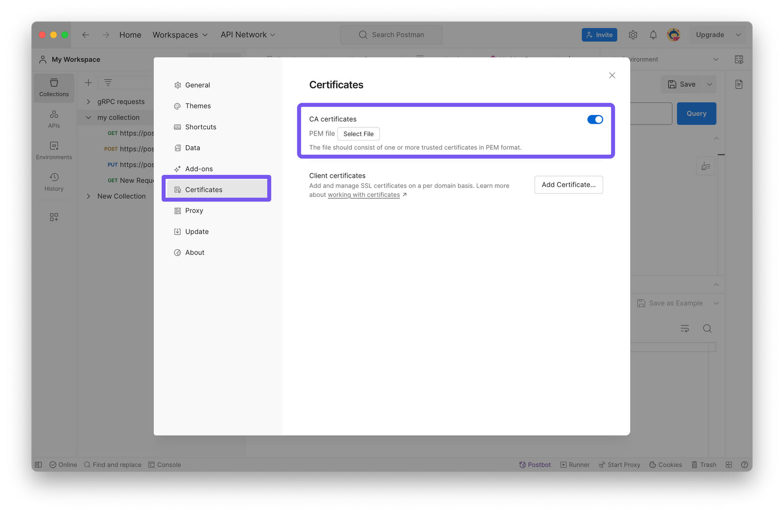 解决 Postman “Unable to get Local Issuer Certificate”问题