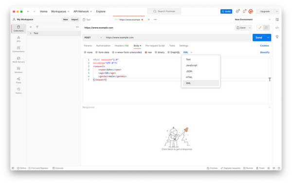 Postman 如何发送 xml 请求