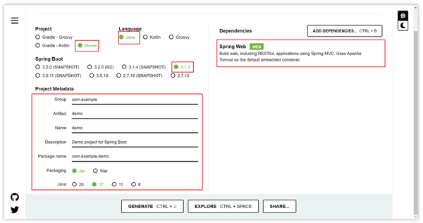 如何在线建一个 JAVA 的 Spring Boot 项目？Spring Boot 快速入门 Helloworld 示例
